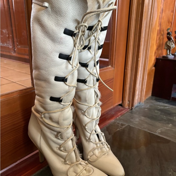 Shoes | Gucci Style Cream Color Soft Leather Boots Gorgeous | Poshmark